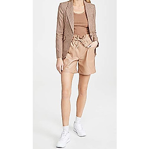 KENDALL + KYLIE Women's Vegan Leather Paperbag Shorts, Sand, Medium