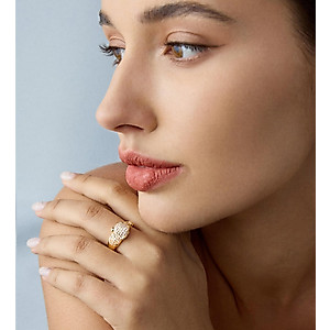 AIKAITUO 14K Gold Leopard Animal Leopard Head Cute Unique Women's Adjustable Set Zirconia Ring Holiday Gift