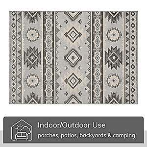 Well Woven Dorado Mamba Grey Tribal Southwestern 5'3" x 7'3" High-Low Indoor/Outdoor Area Rug