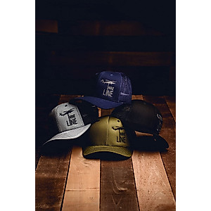 Nine Line Snapback Dropline Hat - Adjustable Trucker Baseball Cap with Mesh - Embroidered American Flag and Dropline Logo - Unisex Tactical Hat Sports Outdoors (HeatherGray/Black)