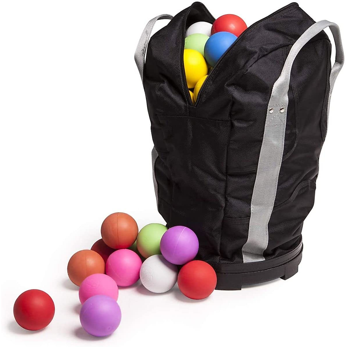 Champion Sports Lacrosse Ball Bag: Nylon Sports Training Tote for Lacrosse, Baseball and Tennis,Gray/ Black