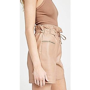 KENDALL + KYLIE Women's Vegan Leather Paperbag Shorts, Sand, X-Small