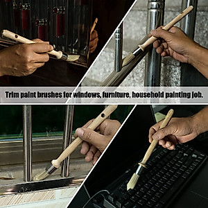 Trim Painting Tool, 3 Packs with 0.6Inch, 0.75Inch, 1Inch Small Paint Brushes for Walls, Touch Up, Edge Painting Tool, Round Paint Brush for House Wall Edges, Trim Paint Brushes