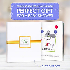 Baby Memory Book + Clean-Touch Ink Pad + 28 Monthly & Milestone Stickers. The Perfect Newborn Bundle for A New Mom by Tiny Gifts