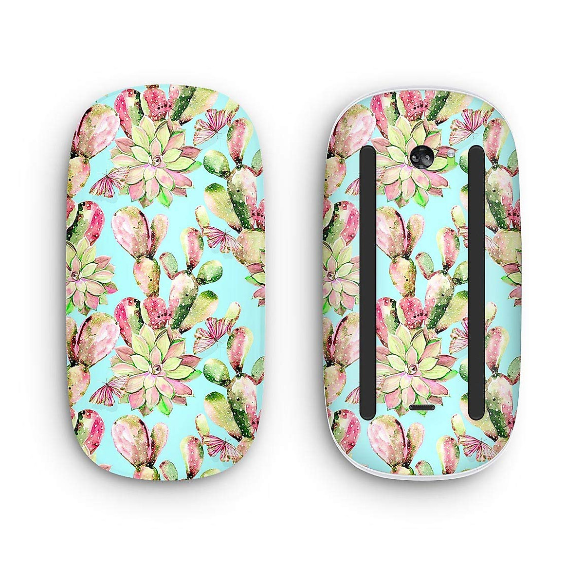 Design Skinz Watercolor Cactus Succulent Bloom V4 Vinyl Decal Compatible with The Apple Magic Mouse 2 (Wireless, Rechargable) with Multi-Touch Surface