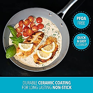 Bialetti 11.75" Ceramic Pro Non-Stick Hard Anodized Aluminum Frying Pan, Gray