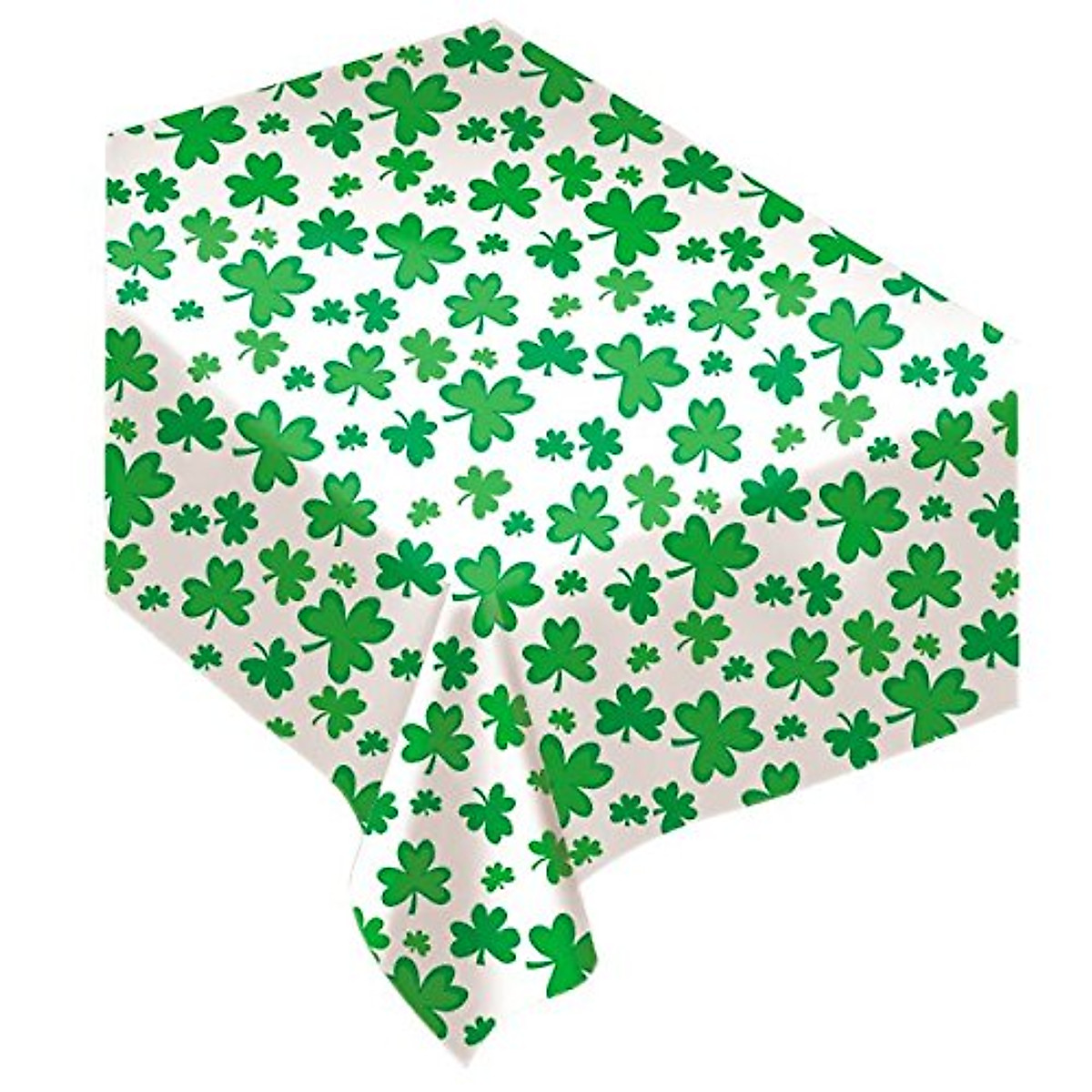Amscan Shamrocks Flannel‑Backed Vinyl Table Cover, 52" x 90", Multi Color