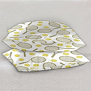 Tennis Rackets Satin Pillow Cases Silk Satin Pillowcase for Hair and Skin Standard Set of 2 Super Soft Silk Pillowcase with Envelope Closure (20x26 in)