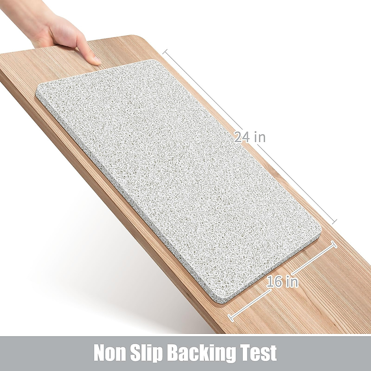 OTHWAY Shower Mat Non Slip without Suction Cups, Quick Drying Bathtub Mat Non Slip for Shower Bathroom, PVC Loofah Shower Mat for Wet Areas (White, 16" x 24")