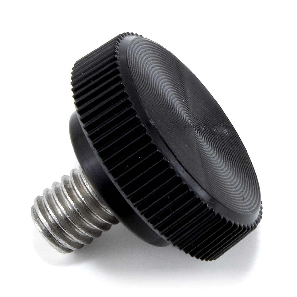 #10-32 x 1/4" Thumb Screw Stainless Steel - Black Knurled Round Plastic Knob - Fine Thread Thumbscrew - Length: 0.250" - Proudly Built in USA - Package of (4)