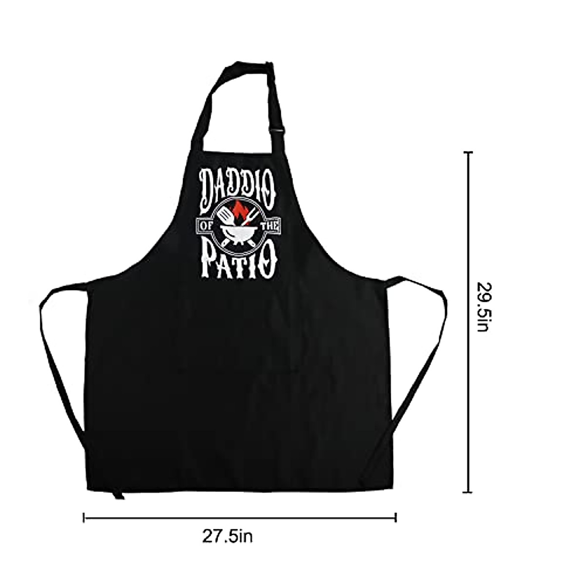 Jpayxese Grill Aprons for Men, Dad Apron for Grilling BBQ Cooking, Funny Daddio of the Patio Apron with Pockets, Adjustable Bib Black Aprons Gifts for Dad Birthday Fathers Day