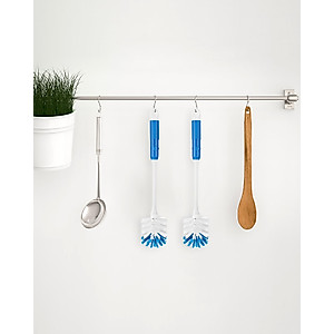 YeuDeuy Long Handle Bottle Brush, Bottle Brush Cleaner with Dual Function Bristles for Water Bottles, Glasswares, Mugs, Thermoses, Baby Bottles, Blue 3 Pack