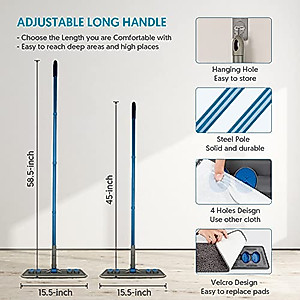 Microfibre Floor Mop for Cleaning Floors - FORSPEEDER Flat Floor Mop for Laminate Wooden Hard Floor Vinyl Tile, Dust Wet Dry Mop for Kitchen Bathroom Wall Cleaning with 3 Washable Chenille Pads