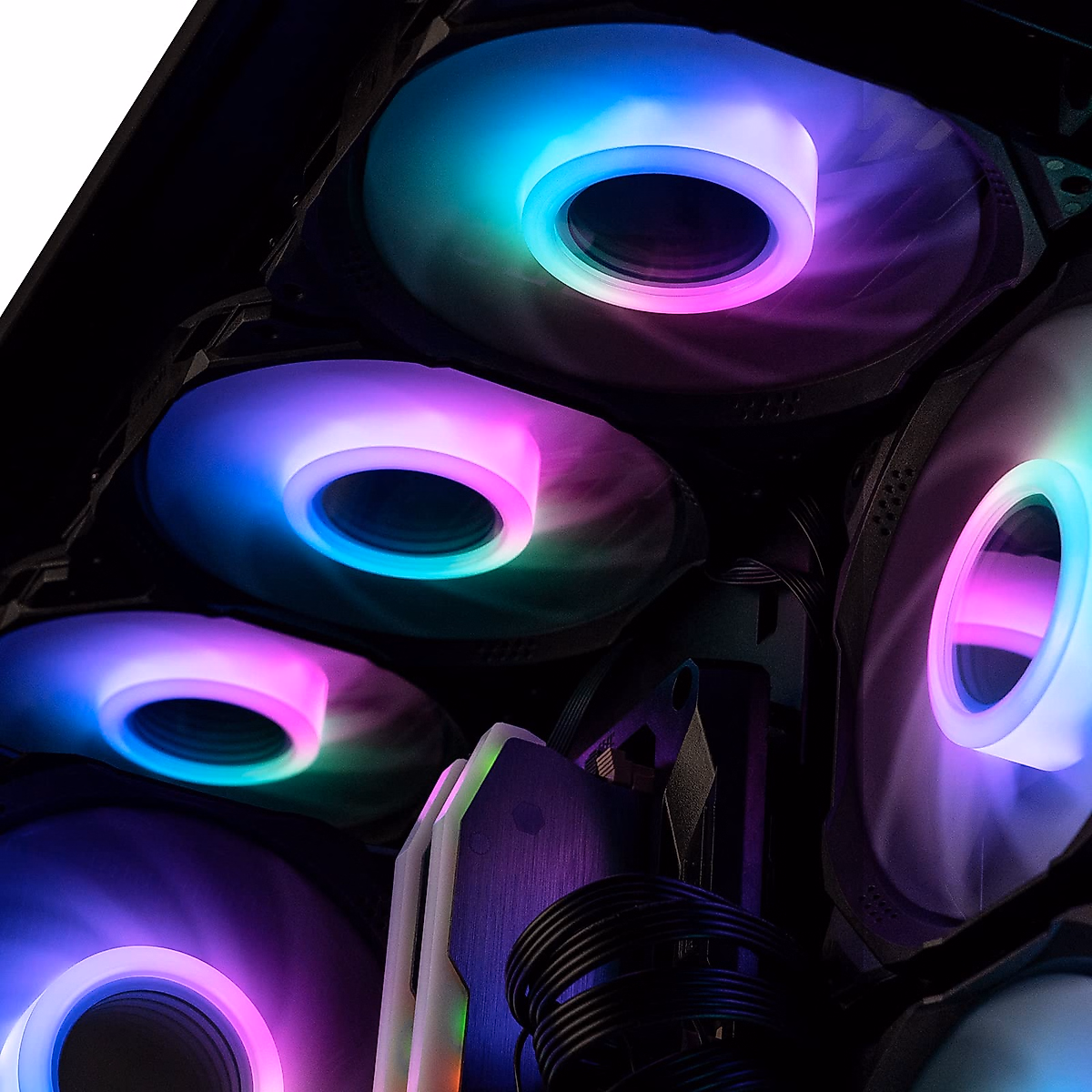 novonest RGB Case Fan,120mm Intelligent Control Silent Mirror Chassis Fan,Comes with Fan Hub,Remote Control,Adjustable Light Brightness and Light Effect Mode, UA0106(5-Pack)