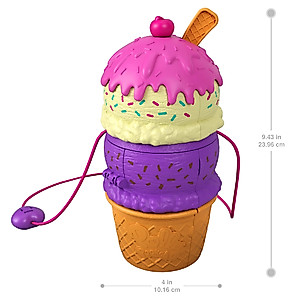 Polly Pocket Dolls and Accessories, Ice Cream Cone-Shaped Playground with 3 Floors and 2 Micro Dolls, Spin ‘n Surprise Compact​​