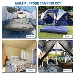 KAMPKEEPER 2 Person Camping Cot,Folding Camping Bed with Inflatable Air Mattress and Carry Bag,for Outdoor Travel Camp Beach Vacation,Supports 500 lbs(not Included The Airpump)