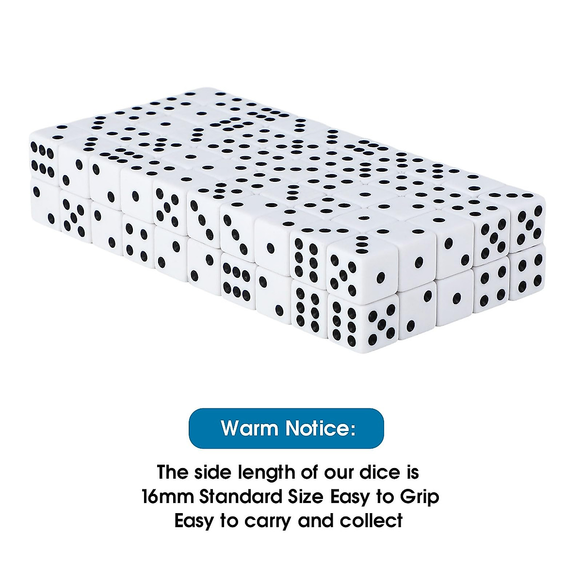 100 PC White Dice (16MM), Board Games, Parties, Educational Activities