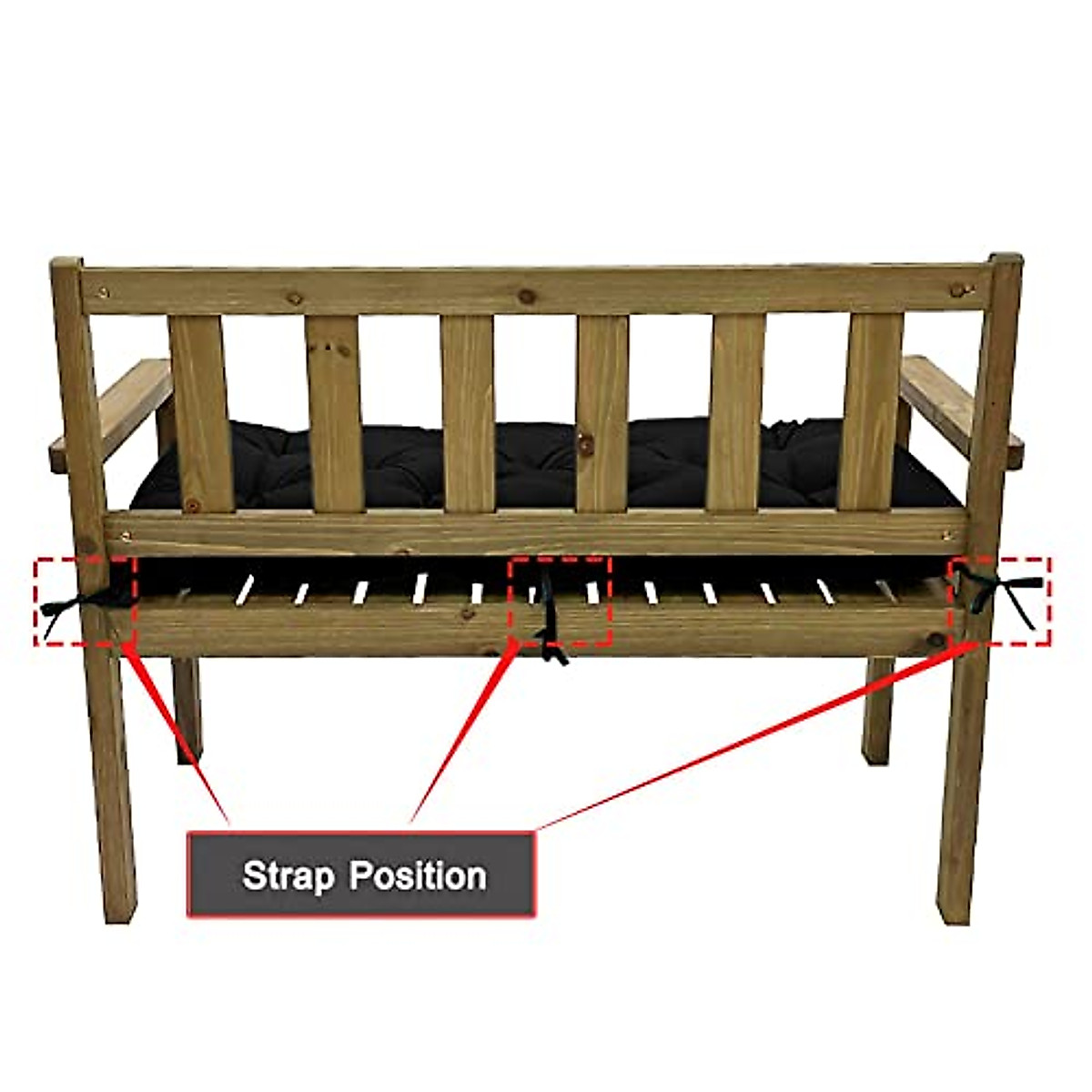 Outdoor Bench Cushion, Waterproof Swing Cushion, Garden Bench Seat Cushion, Swing Chair Replacement Seat Pads Cushion Pillow for Lounger Garden Furniture Patio Metal Wooden Bench (47 * 20in, B)