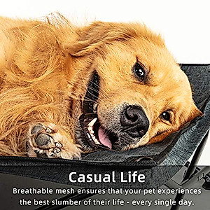 YEP HHO Large Elevated Folding Pet Bed Cot Travel Portable Breathable Cooling Textilene Mesh Sleeping Dog Bed 47 Inches Long (Grey)