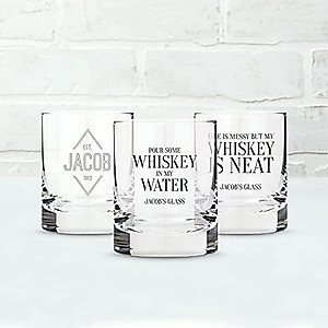 WEDDINGSTAR Personalized Whiskey Glass 11oz - Whiskey is Neat Print