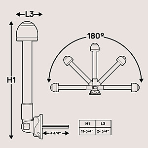 TRUE MODS 12 Inch 12-24V White LED Marine Navigation Anchor All-Round Boat Light [USCG ABYC A-16 3NM] [Waterproof] 3 Nautical Mile Fold Down Rear Stern Light for Fishing Bimini Bass Jon Boat - Chrome