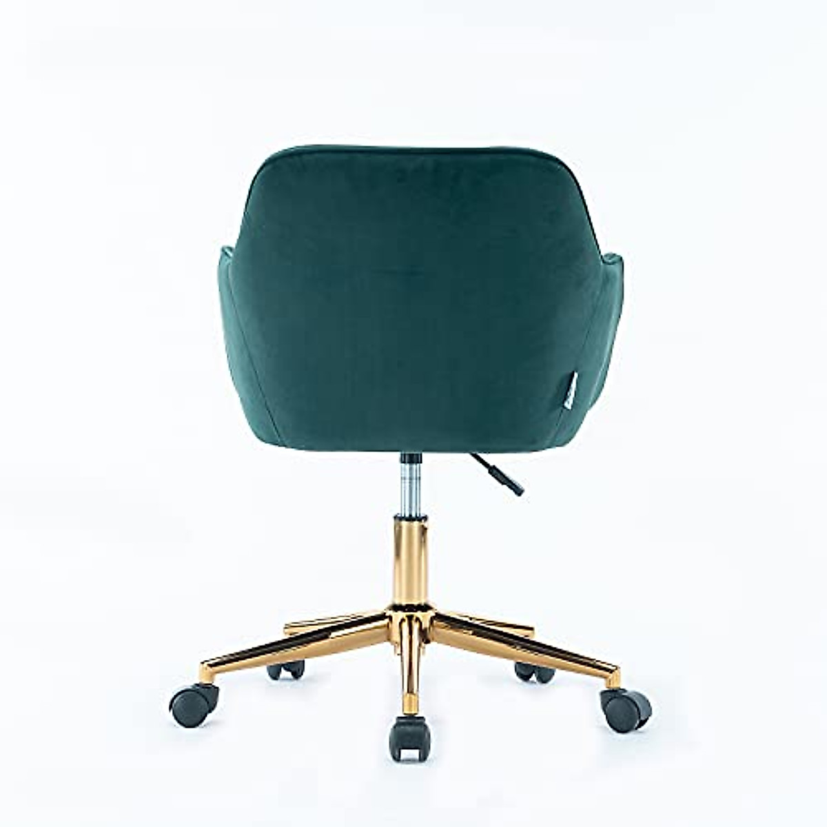 Home Office Task Chair with Velvet Fabric Material, Adjustable Height and 365 revolving, Swivel Shell Chair with Gold Metal Legs and Universal Wheels for Living Room, Bed Room and Office (Dark Green)
