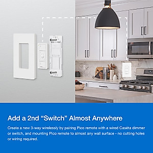 Lutron Caséta Smart Home Dimmer Switch and Pico Remote Kit, Works with Alexa, Apple HomeKit, Ring, Google Assistant (Smart Hub Required) | P-PKG1WB-WH | White