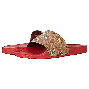 COACH Udele Printed Signature Slide Tan/Multi 8 M