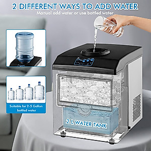 PETSITE 2-in-1 Ice Maker Water Dispenser Countertop, Portable Electronic Machine with Water Cooler Dispenser, 48 LBS/Day, 3 Size Ice Cube, Fast 6 Mins, Stainless Steel