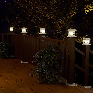 White Solar Post Lights Outdoor Fence Post Lights Fit 3.5x3.5 4x4 4.5x4.5 5x5 Deck Post Lights Solar Powered, RGB & Warm White, 20 LM 1000mAh Battery IP65 Waterproof, ABS Shell Glass Lens (12 Pack)