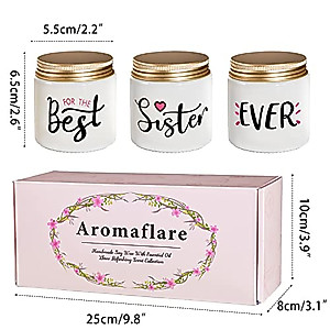 Aromaflare Sisters Gifts from Sister Lavender Scented Candle Gifts for Women Unique Friendship Present Christmas Mother's Day Birthday Gift for Soul Bestie Best Friend BFF Girlfriend