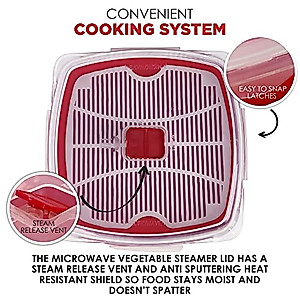 Microwave Vegetable Steamer for Cooking Food Basket Rice Veggie Microwavable Cooker Pot Exultimate