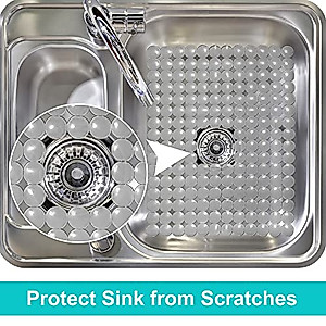 Coopay 2 Pack Kitchen Sink Mat Plastic Sink Protect Mat PVC Eco-friendly Kitchen Adjustable Stainless steel/Porcelain Dish Drying Pad Sink Protector for Bottom of Kitchen Sink, 11 x 11 Inches (Gray)