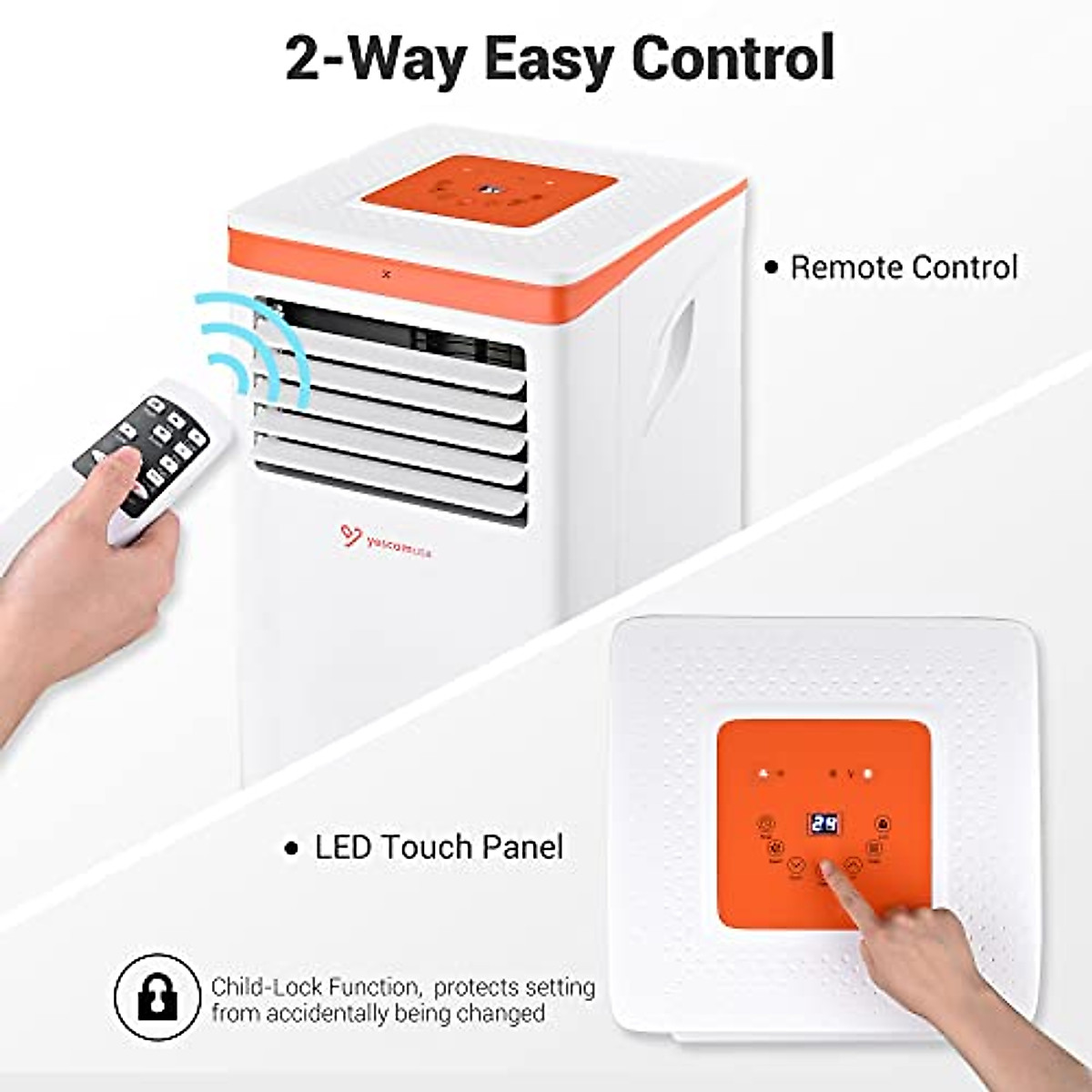 Yescom 10,000 BTU Portable Air Conditioner for Rooms up to 300 Sq. Ft Compact Home AC Unit with Built-in Dehumidifier & Fan & Sleep Modes Remote Control Dust Cover Window Mount Kit for Home/Office