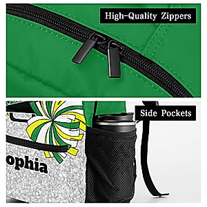 SunFancyCustom Custom Cheerleader Green Yellow Personalized Causual Shoulder Bag Sports Leisure Camping Backpack for Women Men