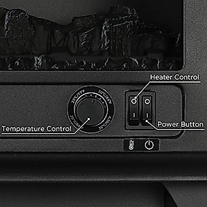 TURBRO Suburbs 20 Inches Infrared Electric Fireplace Stove, 1400W Freestanding Fireplace Heater with Overheating Safety Protection, Portable Indoor Space Heater, Black