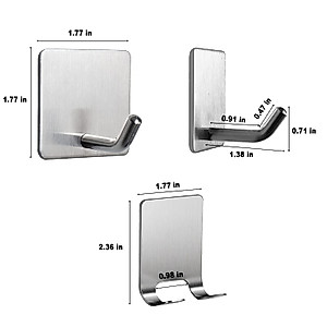 Aobvrey 8 Pack Adhesive Hooks, 4 Pack Razor Holder for Shower and 4 Heavy Duty Waterproof Sticky Hooks for Hanging Towels, Loofah, Coat, Hat (Silver)