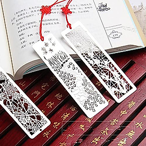 Creative Metal Bookmark, Chinese Retro Style Hollow Bookmark for Art Craft/DIY Photo Album/Notebook/Gifts/School Supplies(B)