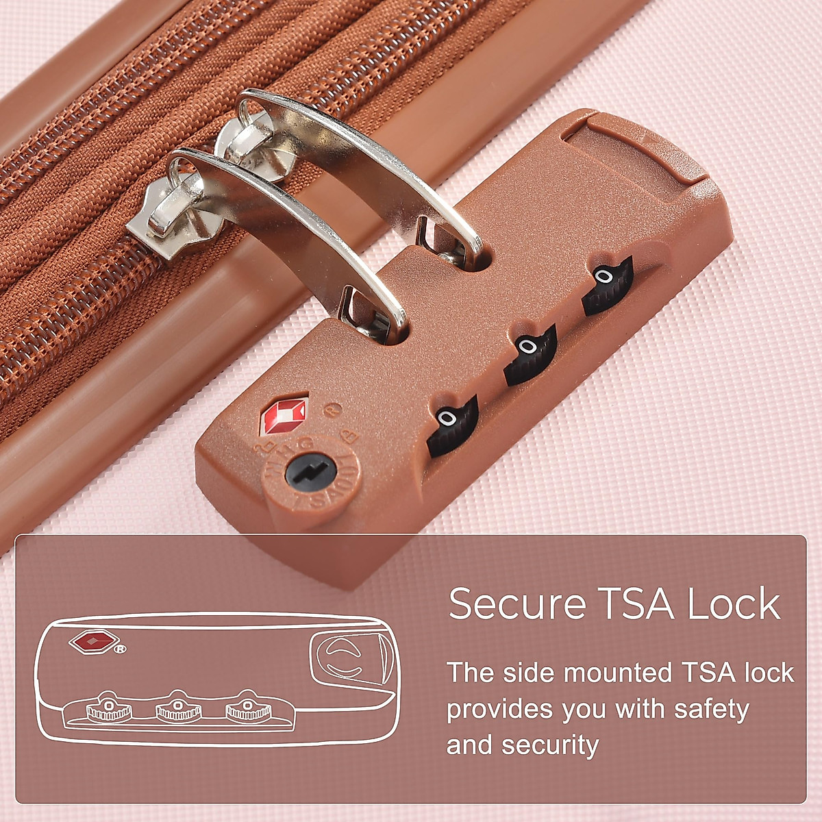 Merax 3 Pcs Expandable ABS Hardshell Luggage Sets with Spinner Wheel Suitcase TSA Lock Suit Case, Pink, (20/24/28)