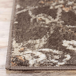 Superior Indoor Large Area Rug for Hallways, Entry, Office, Living/Bedroom, Hardwood, Tile, Floor Cover, Plush Carpet Cover, Modern Farmhouse Floral Decor, Jacobean Collection, 5' x 8', Chocolate