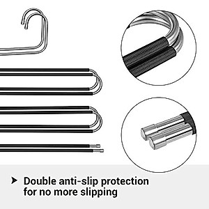 SONGMICS 30-Pack Hangers and 4 S-Shaped Pants Hangers Bundle, Metal and Plastic Non-Slip Hangers, Scarf Hanger, for Shirts, Suits, Jeans, Light and Dark Gray, Black UCRP20G30 and UCRI043BK