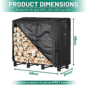 Himal Log Rack Cover Waterproof Firewood Cover Fit 4FT Wood Rack