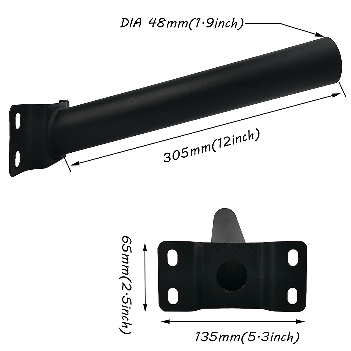Light Pole Mount,Solar Lighting Mounting Bracket Extension Pole Kit Wall Black Metal Pipes Barn Lights Fixture Antenna Adaptor Outdoor Arm for Street Light,Wall Mounted Tire,Barn Lamp,Post Tree