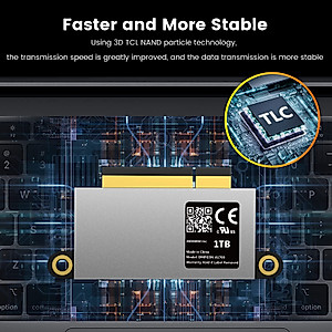 INDMEM NVMe PCle SSD 1TB 3D TLC Flash Hard Drive with Tools for Upgrade 2016 2017 13" MacBook PRO A1708（EMC 2978/3164 Non-Touch Bar Models(Late 2016-Mid 2017 Year)
