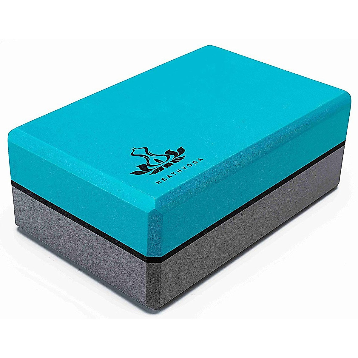 Heathyoga Yoga Blocks 2 Pack with Strap, High Density EVA Foam Yoga Block and Yoga Strap Set to Support and Improve Poses and Flexibility (Turquoise)