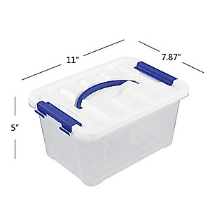 Inhouse Clear Plastic Storage Bin with Lid, Latching Tote Bin 6 Quart, 2 Packs