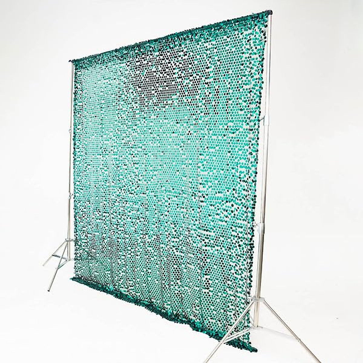 Efavormart 8ft x 8ft Hunter Emerald Green Big Payette Sequin Curtains Photo Booth Backdrop with Rod Pocket Photo Booth Backdrops Photography Background Drapes for Birthday Wedding Party