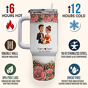 Personalized 40oz Tumbler with Handle – Valentine's card exchange-Custom Couple Gift for Anniversary Wedding Gift, Birthday, Mother's Day, Valentine’s Day DsqTNl