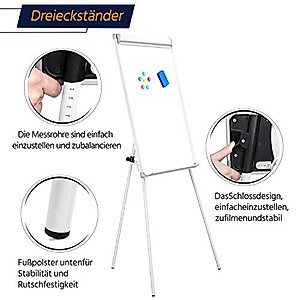 Yaheetech Easel White Boards Magnetic Tripod Whiteboard Portable Dry Erase Board 36x24 inches Flipchart Easel Board Height Adjustable, Stand White Board with Flipchart Hook for Office or Teaching