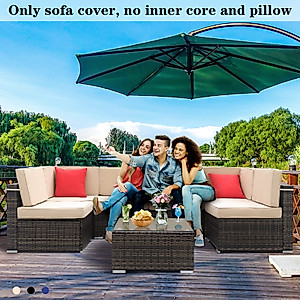 Qaworci Outdoor Cushion Slipcovers, Waterproof Patio Cushion Covers Replacement, Washable Patio Cushion Covers, Cushion Covers for Patio Furniture with Zipper (23.6 * 23.6 * 3.5 inches-14, Beige)